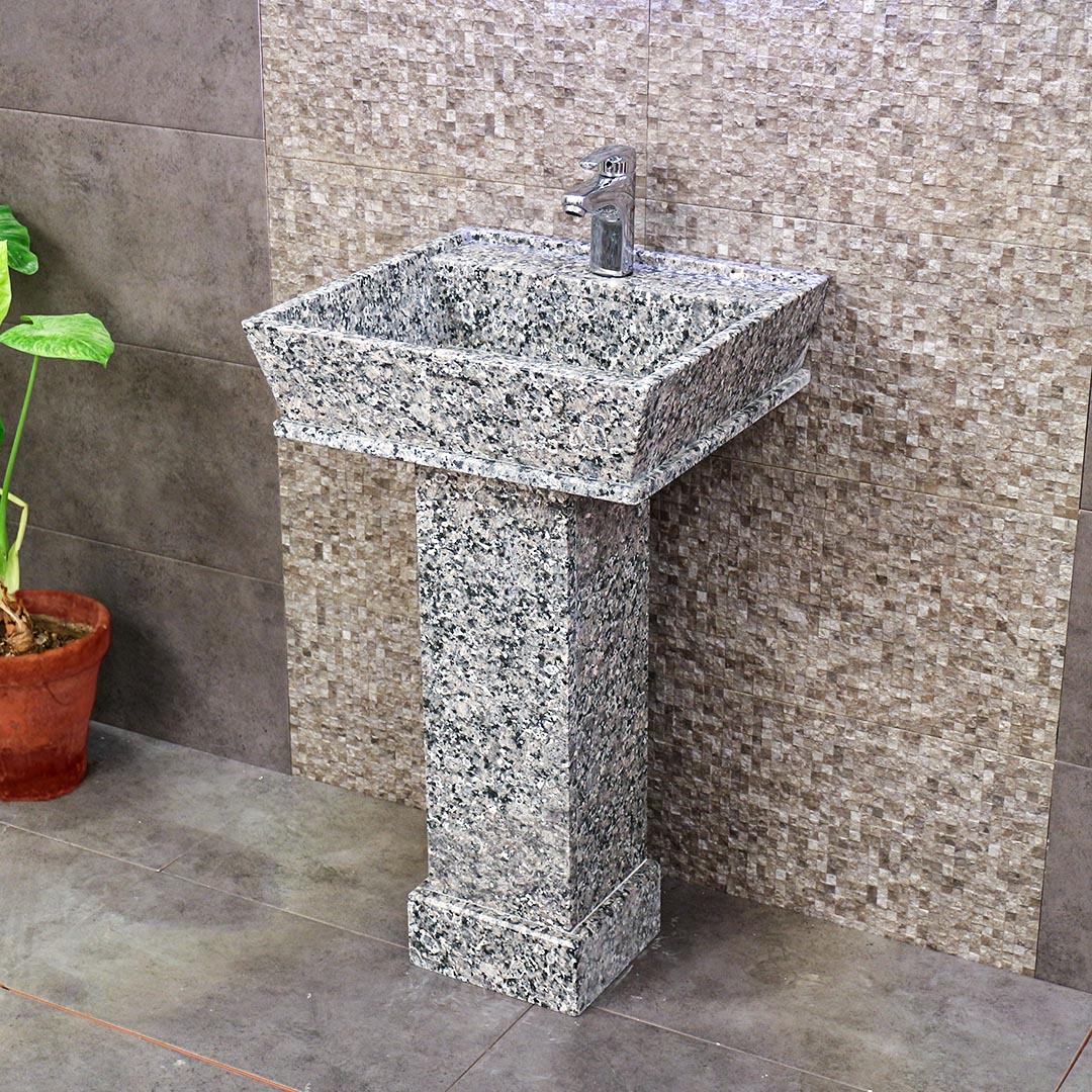 Butterfly Green Single Pillar Wash basin with Custom Bowl - Himalayan ...